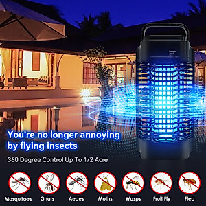Bug Zapper Outdoor, Electric Mosquito Zapper Insect Fly Zapper Outdoor Indoor, 4ft Power Cord, 18W UV Tube, Plug in Mosquito Killer for Patio Yard Home