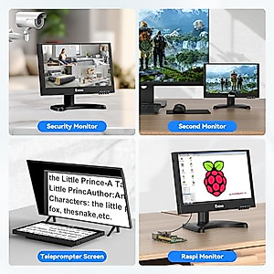 Eyoyo Small TV Monitor 12 inch Security Camera Monitor 1920x1080 IPS Computer Screen with HDMI VGA BNC AV USB Ports Metal Housing Mini LED Monitors Built in Speakers CCTV Monitors for Home Office