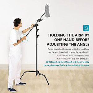 Neewer Photo Studio Heavy Duty 10 feet/3 meters Adjustable C-Stand, 3.5 feet/1 meter Holding Arm, 2 Pieces Grip Head for Video Reflector, Monolight and Other Photographic Equipment (Black)