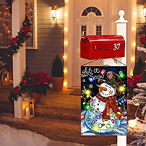 Snowman Merry Christmas Garden Flags with Led String Lights 12x18 Inch Double Sided Small Vertical Yard Flag Christmas Outside Decor for Christmas Winter Holiday Party Garden Patio Lawn Decoration(Snowman)