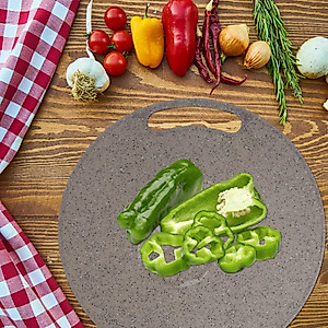 Cabilock Kitchen Cutting Board Round Plastic Chopping Block Hangable Fruit Vegetables Cutting Board with Handles for Home Restaurant Pub 31. 0x0. 5cm