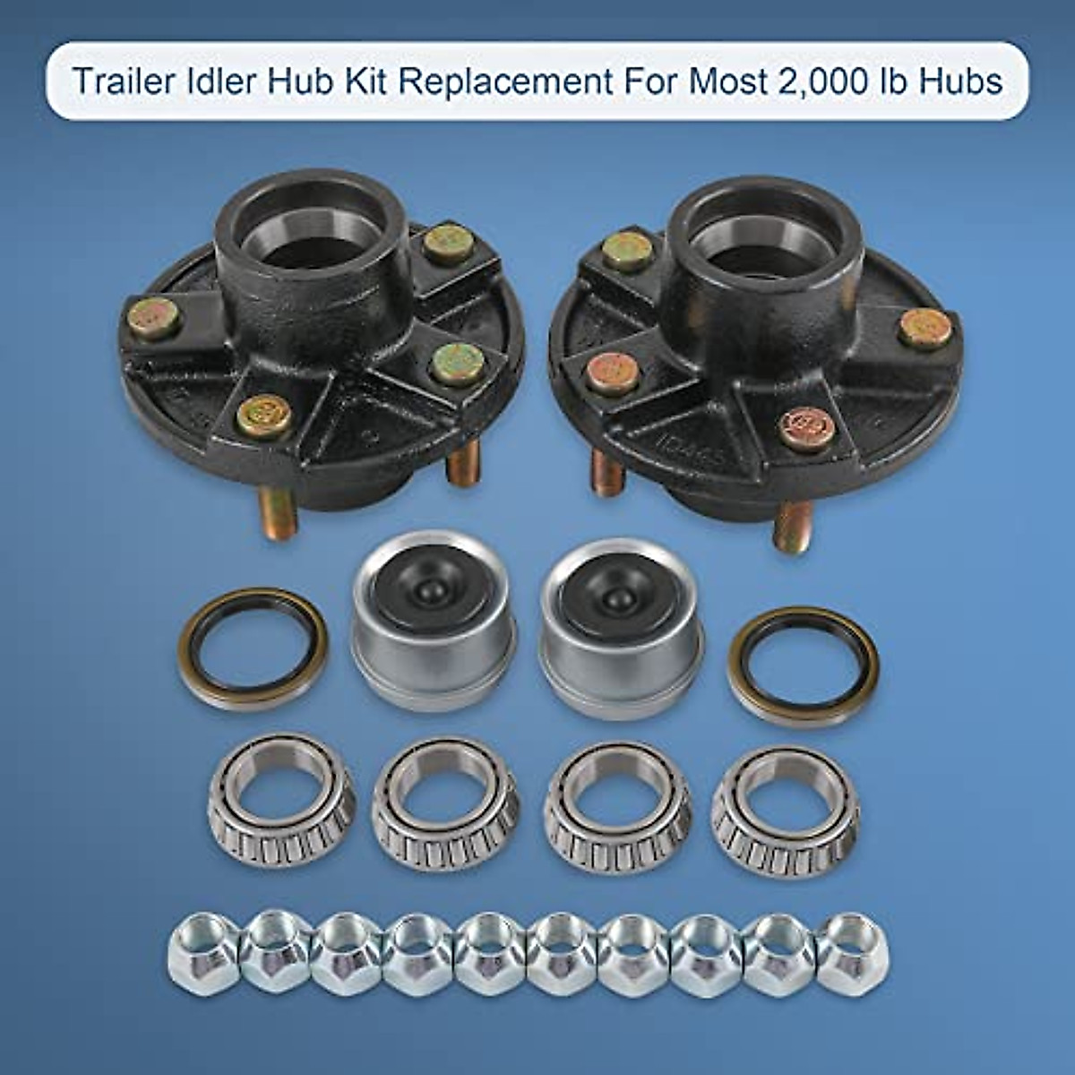 JDMSPEED 2 Trailer Idler Hub Kits 5 on 4.5" Replacement for Axle 1-1/16" Bearings 2000 lbs - 22016K