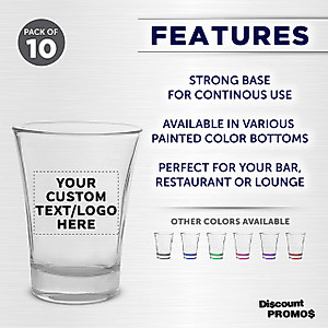 Custom Shot Glasses 2 oz. Set of 10, Personalized Bulk Pack - Great for Wedding, Party, Birthday, Gifts - Clear