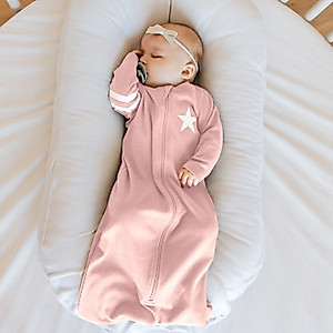 Babysoy Long Sleeve Baby Girl Sleep Sack - Infant Wearable Blanket, Sleeping Bag for Babies, Breathable Baby Sleeper - Newborn Baby Essentials - Cotton Blend - 12-24 Months - Peony