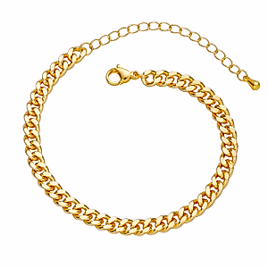 VIROMY Dainty Gold Chain Bracelets for Women 18K Gold Filled Simple Cuban Link Chain Curb Link Chain Paper Clip Toggle Bracelet for Women Jewelry Gifts