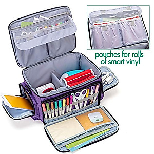 Luxja Carrying Case Compatible with Cricut Joy and Easy Press Mini, Carrying Bag with Supplies Storage Sections, Purple