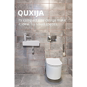 QUXIJA Ceramic Liberty Wall Mount Sink, Rectangle Small Bathroom Sink,Classic Look and Save Space,Right/Left Hand (Left Hand)