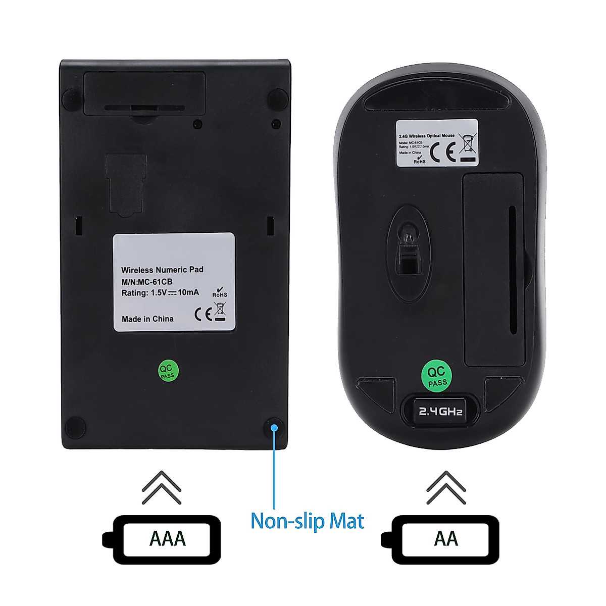 Number Pad 2.4GHz Wireless Number Keypad 1200DPI Sensitive Durable Number Pad Mouse Combo for Home Office Travel, USB Numeric Keypad