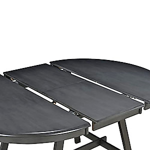 Lepfun Round Extendable Chairs, 4 Person, Wooden Kitchen Home Room (Grey), 5 Pieces Dining Table Set 1