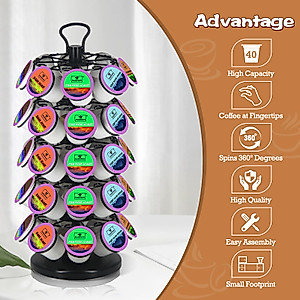 BLACKSMITH FAMILY K Cup Holders,K Cup Holder, K Cups Holder,K Cup Carousel, Coffee Pods Holder Storage Organizer Stand with KD Design (Glossy Black, 40 Pods Capacity)