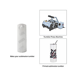 PYD Life 2 PCS Sublimation Blanks Skinny Tumbler White 20 OZ Straight Double Wall Stainless Steel Cups with Metal Straw for Tumbler Heat Press Machine Printing