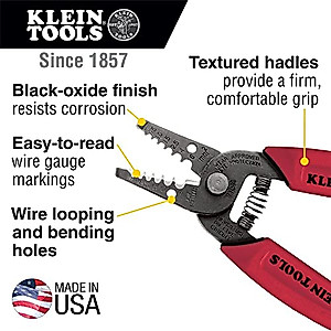 Klein Tools 11049 Wire Stripper / Cutter, Compact, Lightweight, Hardened Steel, Precision Ground, for Stranded Wires
