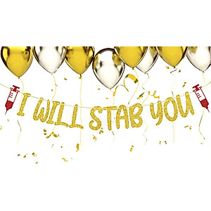 I Will Stab You Banner, Congrats Nurse/BSN Grad Banner, Doctor Nurse Graduation Bunting Sign, Nursing School Grad Party Decoration Supplies