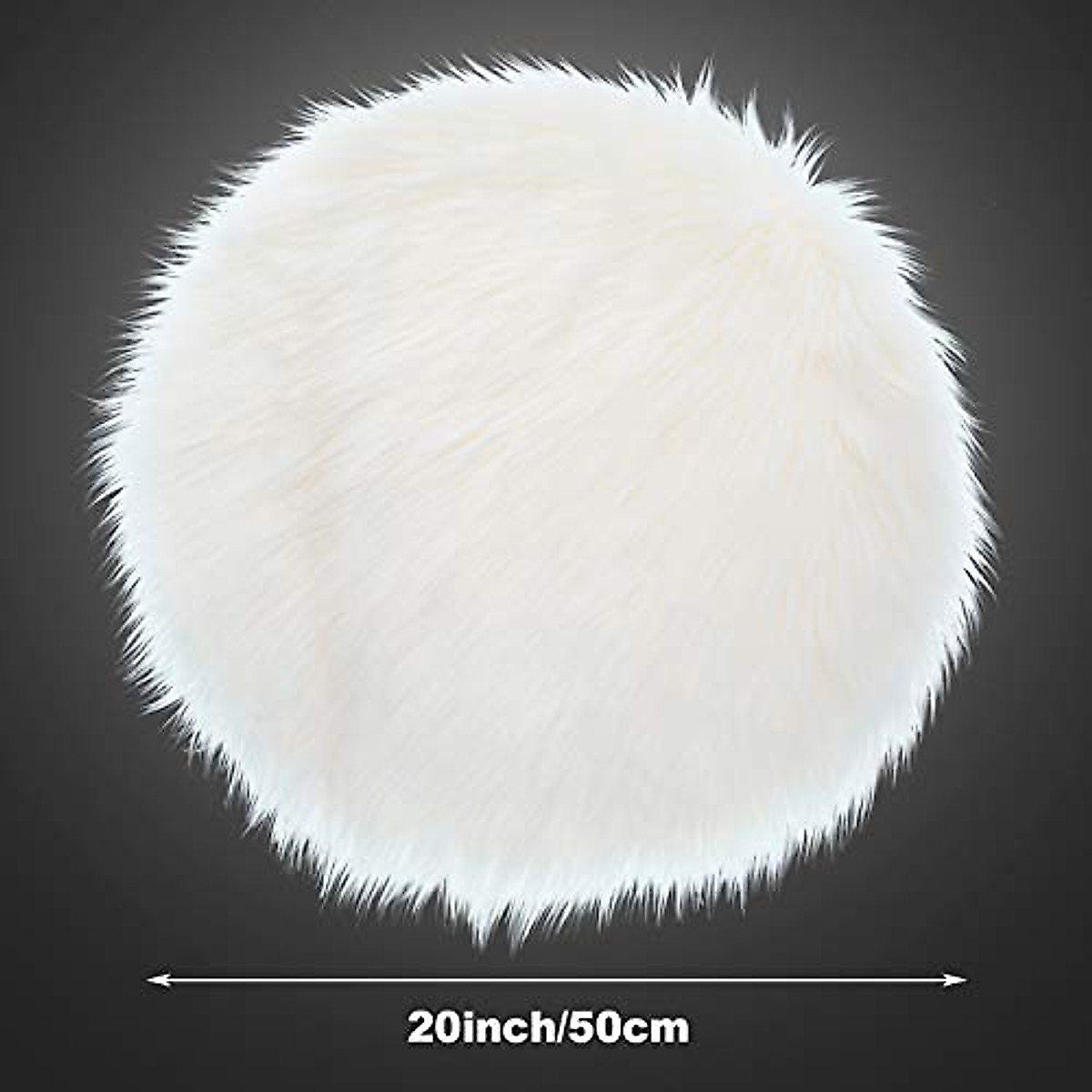 Round Fluffy Rug Faux Fur Round Rug Shaggy Floor Area Carpet for Living Bedroom Sofa Supplies (20 x 20 Inch)