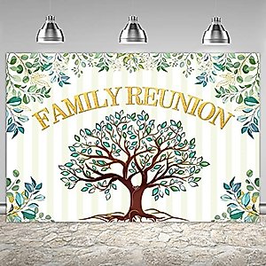 6x4ft Family Reunion Backdrop Family Tree Leaves Welcome to Our Family Members Photography Background Gathering Gold and Green Party Decorations Supplies Photo Banner Booth Props