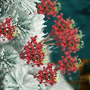 HEBE 12 Pack Christmas Flower Picks Artificial Red Berry Stems Fake Holly Berries Branches for Christmas Tree 0rnaments DIY Wreath Vase Holiday Home Xmas Decor