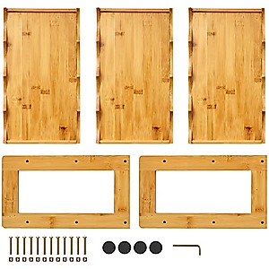 Sushineibor Bamboo Water Bottle Holder Stand Bin, Water Bottle Storage Rack, 3-Tier Water Bottle Organizer for Office Home Su-bottle-rack bottlerack