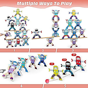 JIUBAR Wooden Stacking Games, Hercules Acrobatic Troupe Interlock Toys, Balancing Blocks Games Toddler Educational Toys for 3 4 5 6 Years Old Kids Infants Adults 12 Pieces (Hercules)