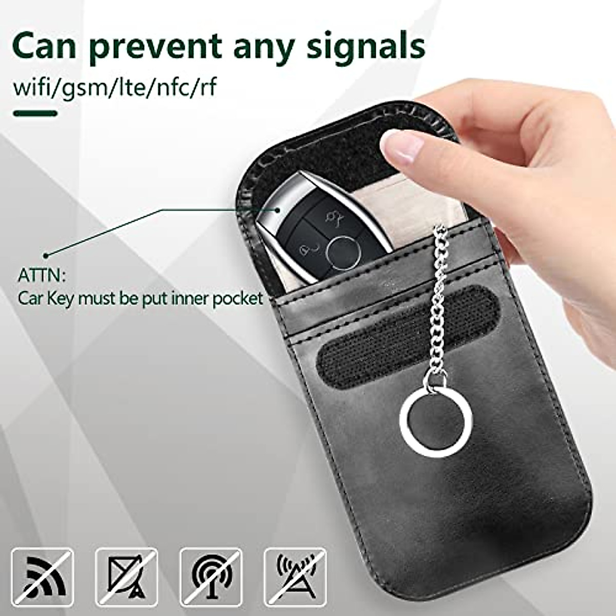 Teskyer Key Fob Protector, 2 Pack of Faraday Bags, Anti-Hacking Faraday Case, Anti-Theft RFID Signal Blocking Pouch for Car Key, Black and Rose Gold