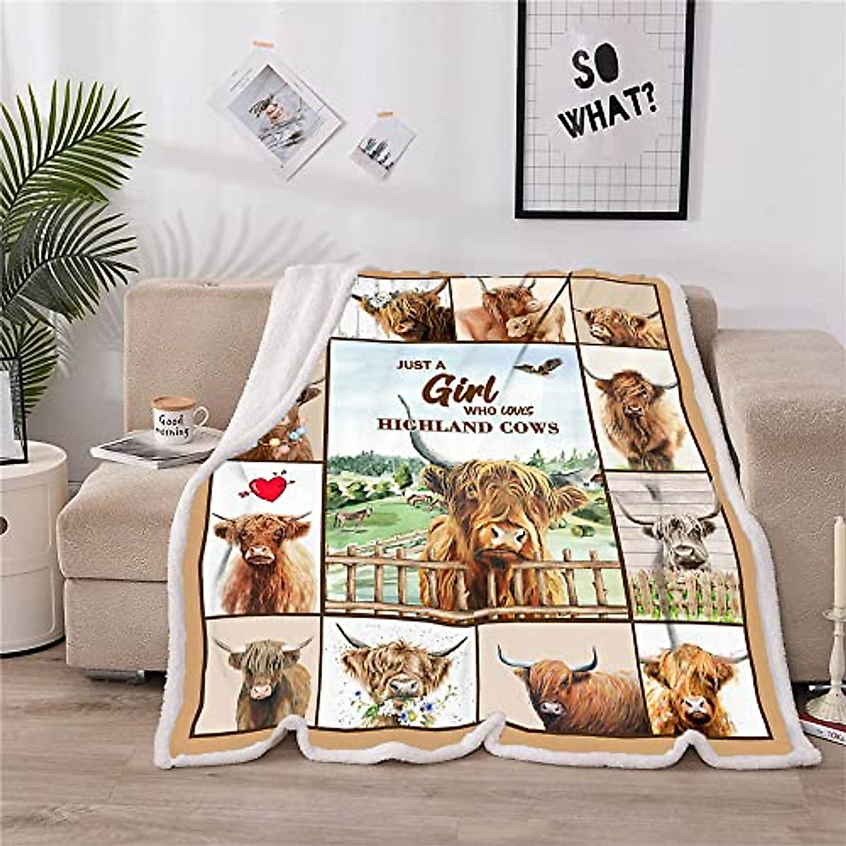 CYREKUD Highland Cow Blanket,Highland Cow Gifts for Women Throw Blanket,Cow Gifts for Cow Lovers,Cow Gifts for Girls Throw Blanket,Sofa Couch Beds Sea Highland Cow Decor Christmas 50" x 60"
