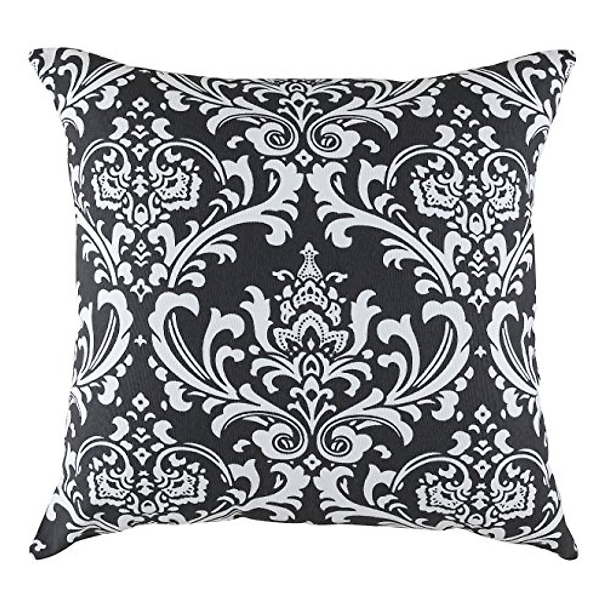 TreeWool Damask Accent Fall Winter 18x18 Set of 2 Decorative Throw Pillow Covers 100% Cotton Home Decor Pillowcases for Sofa Couch (Black)