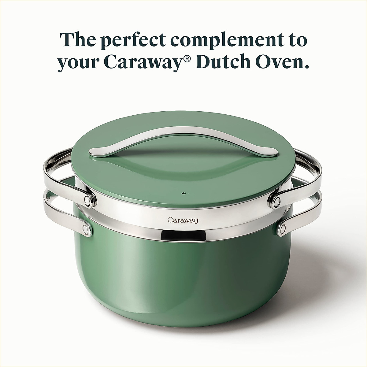 Caraway Steamer - Stainless Steel Steamer with Handles - Non Stick, Non Toxic Coating - Steam Veggies, Seafood, and More - Compatible With Our Dutch Oven or Sauce Pan - Large