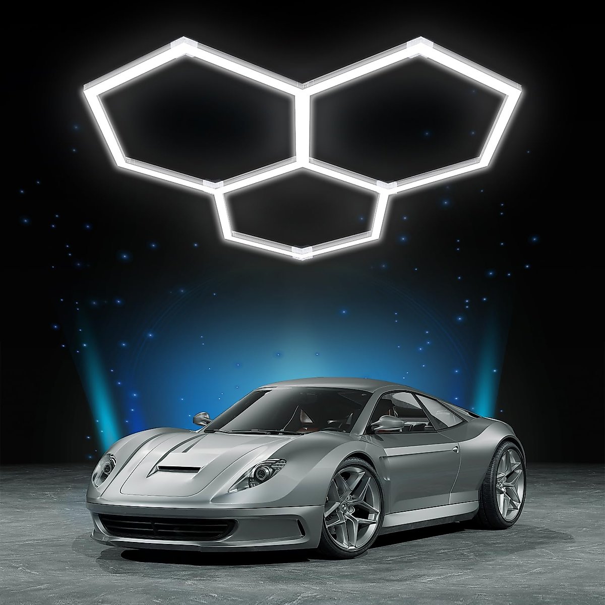 TOGJNDLL 𝑵𝒆𝒘 Hexagonal Garage Lights, Thickened Aluminum 3 Hexagonal Grid with Rectangular Frame, High Brightness 120W 14400LM 110V, for Garages, Shops, Basements, Car Beauty Shops, 3-Yr Warranty