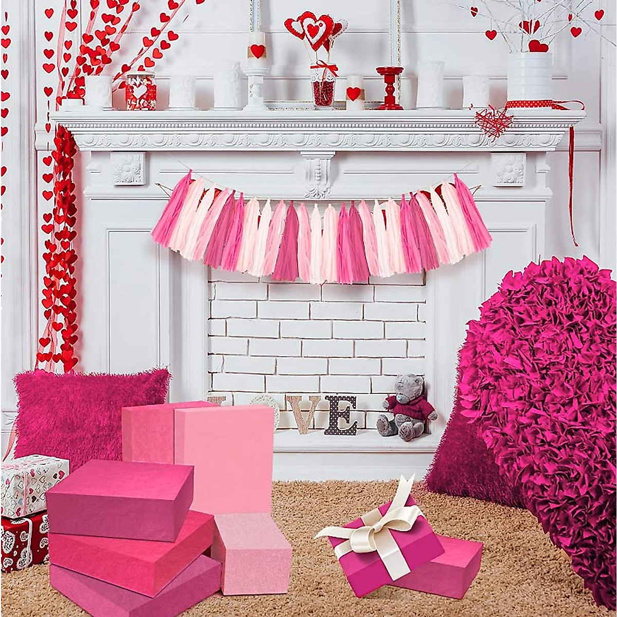 60 Sheets Rose Pink Tissue Paper Bulk, Huge Size Metallic Tissue Paper with Polka Dot for Valentine Mother’s Day Gift Wrapping Gift Bags Wedding Birthday Party DIY Art Craft Decoration, 20 x 30 in