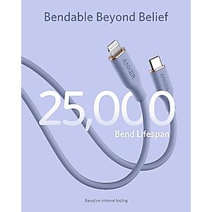 Anker USB-C to Lightning Cable, 641 Cable (Lavender Grey, 6ft), MFi Certified, Powerline III Flow Silicone Fast Charging Cable for iPhone 13 13 Pro 12 11 X XS XR 8 Plus (Charger Not Included)
