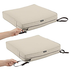 Classic Accessories Montlake FadeSafe Water-Resistant 72 x 21 x 3 Inch Outdoor Chaise Lounge Cushion Slip Cover, Patio Furniture Cushion Cover, Antique Beige, Patio Furniture Cushion Covers