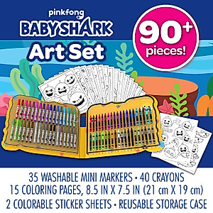 Crayola Baby Shark Art Set, 90 Pieces, Gift for Kids, 4, 5, 6, 7