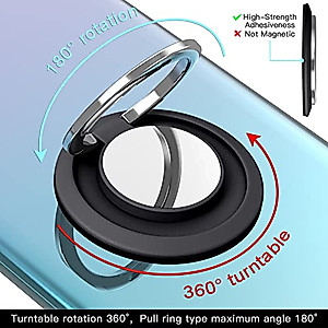 2 Pcs Phone Ring Holder Finger Kickstand, Cell Phone Ring Holder Finger Grip 360 Degree Rotation (Black)