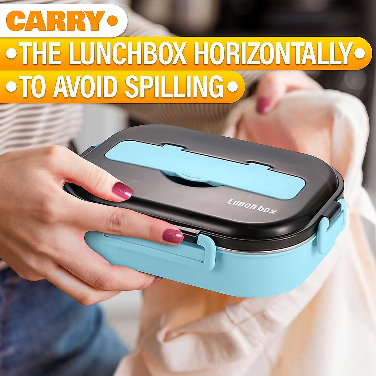 Lunch Containers for Adults - Bento Lunch Box with Compartments for Hot Food Warmer - Hot Lunch Box Accessories for Adults - Stainless Steel Food Storage Container Lunch Box - Portable Lunch Warmer