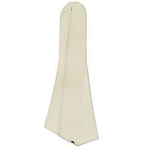 HANGERWORLD Large Wedding Dress Garment Bag Cover - 72" x 24" with Extra Wide Gusset 32" for Long Poufy Dress and Trains, Breathable, Acid-Free (Ivory)