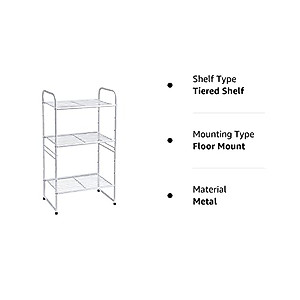 GEORIS 3- Tier Heavy Duty Wire Shelving Storage Rack | Modern Bathroom Shelf | Stackable Plant Standing Shelf Unit | Perfect for Kitchen, Living Room, Balcony | White