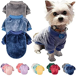 Dog Sweater, Pack of 2 or 3, Dog Clothes, Dog Coat, Dog Jacket for Small or Medium Dogs Boy or Girl, Ultra Soft and Warm Cat Pet Sweaters (Large, Grey,Blue,Dark Blue)