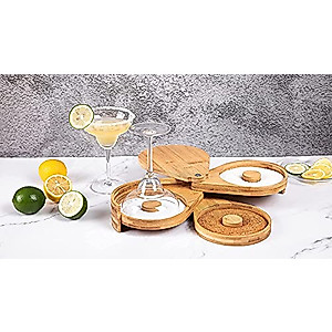 Jillmo Margarita Salt Rimmer Set Bamboo 3-Ties Cocktail Glass Rimmer, Party Bar Accessories (Sponge NOT INCLUDED)