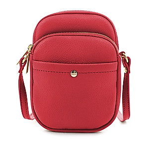 Emperia Double Compartments Small Crossbody Bag with Adjustable Shoulder Strap Front Slip Pocket -RD