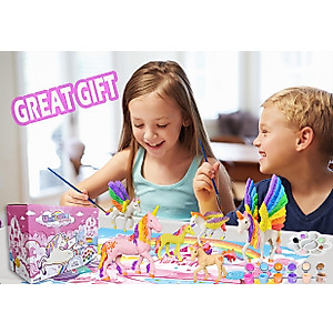 Yileqi Paint Your Own Unicorn Painting Kit, Unicorns Paint Craft for Girls Arts and Crafts for Kids Age 4 5 6 7 8 9 Years Old, Unicorn Party Favor Art Supplies DIY Kit Activities for Kid Birthday Gift