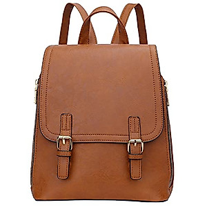 KKXIU Stylish Teen Girls Backpack Bag for Women Vegan Leather Small Bookbag Purse with Multiple Pockets (a-Brown)