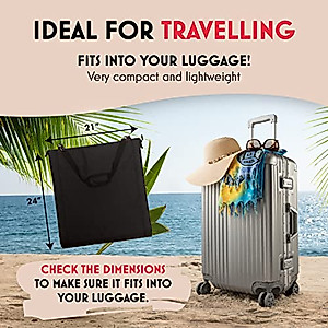 UNIPRIDE Beach Chair for Adults with Back Support Folding Lightweight Travel Essential - Camping Chairs, Backpack Lounge Lawn Chair for Outdoor Camping Gear and Sun Tanning - Black