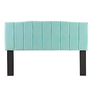 Modway Camilla Channel Tufted Performance Velvet Full/Queen Headboard in Mint