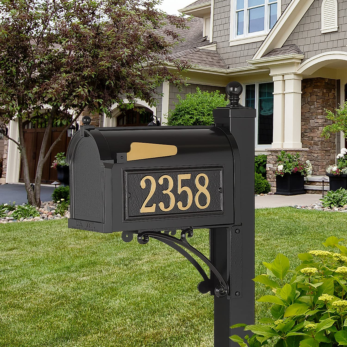 Whitehall Deluxe Streetside Mailbox Package,Black,Extra Large,70726