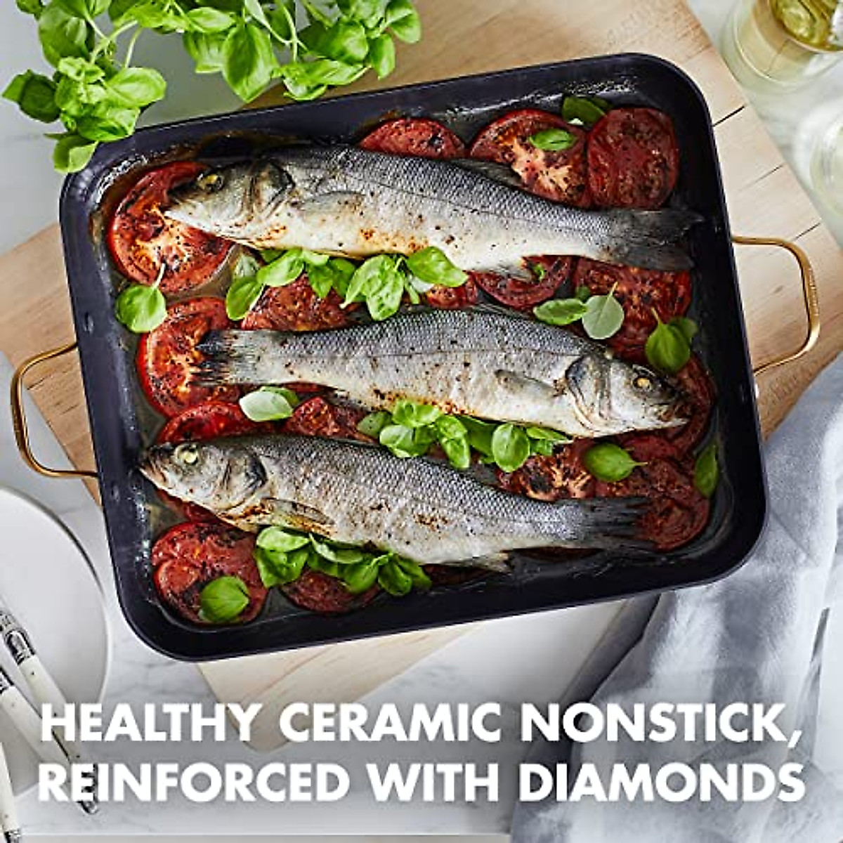 GreenPan Reserve Healthy Ceramic Nonstick Roasting Pan, 13" x 16", Black