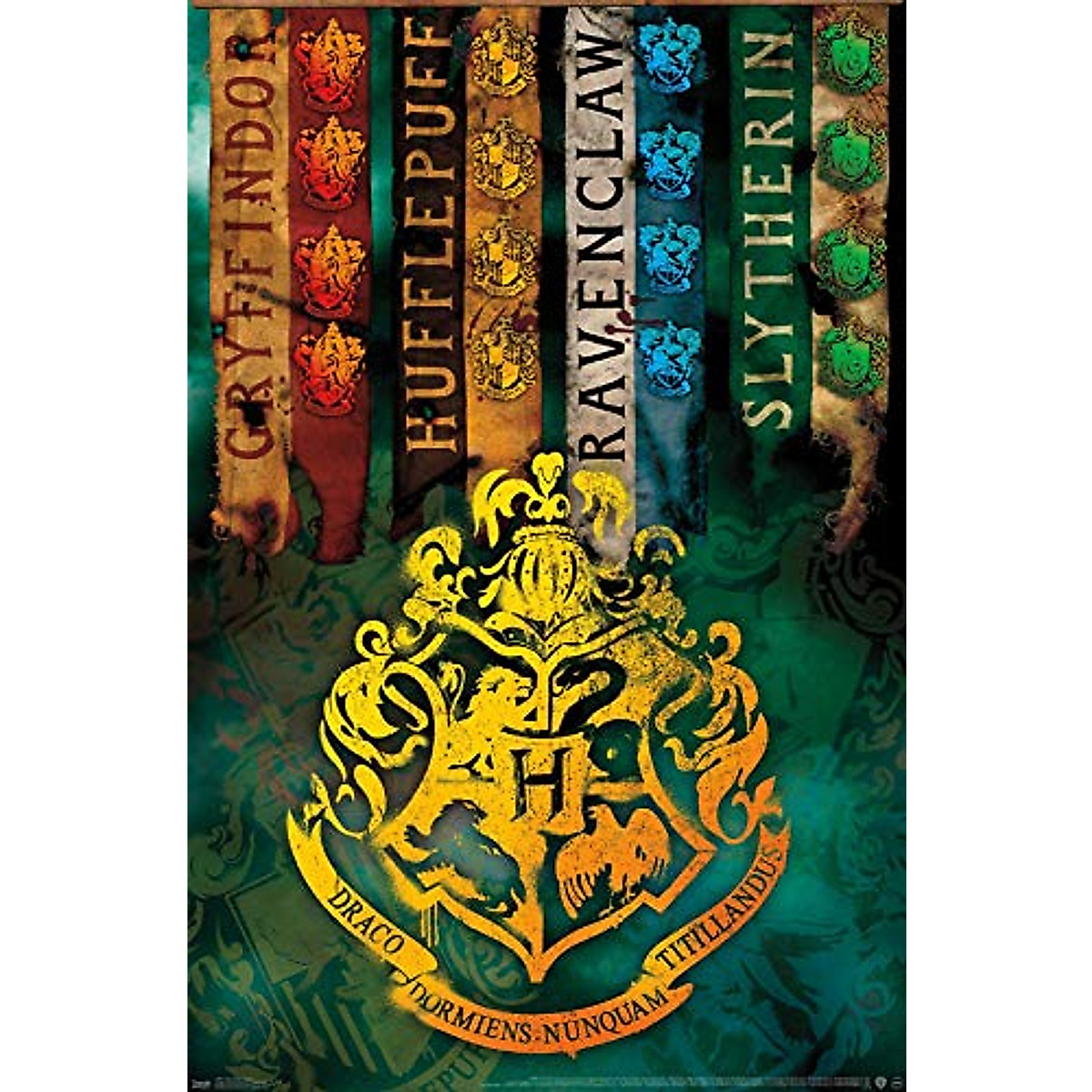 Trends International The Wizarding World: Harry Potter - House Crests Wall Poster, 22.375" x 34", Unframed Version