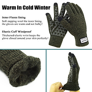 ViGrace Winter Warm Touchscreen Gloves for Men and Women Touch Screen Fleece Lined Knit Anti-Slip Wool Glove (Dark Gray, Medium)