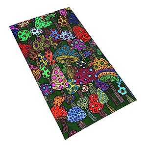 AieeFun Ultra Soft Highly Absorbent Hand Towels, Cartoon Forest Mushroom Art Paintings Bathroom Towel for Sports Home Decor, 27.5 x 15.7 Inches