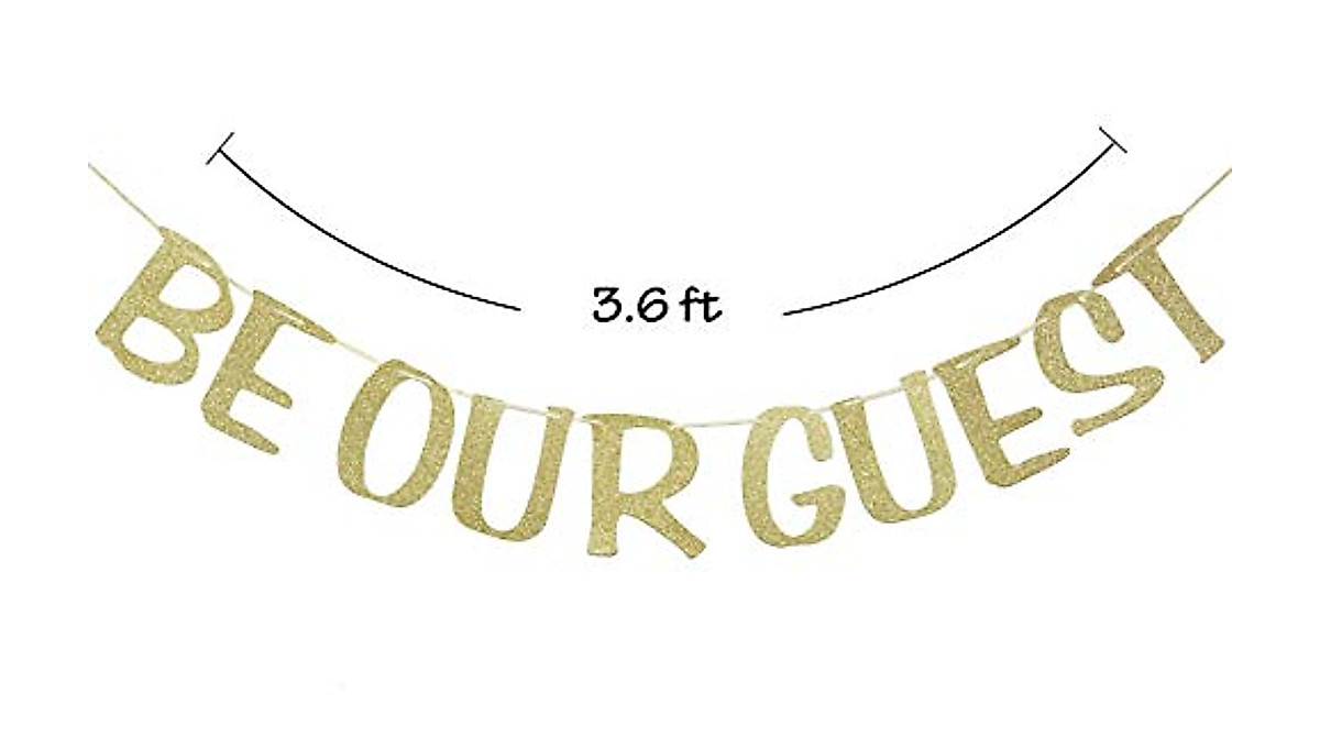 Be Our Guest Gold Glitter Banner for Weddings & Parties