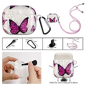 IVY Case for AirPods 3 Soft IMD&TPU Shell Grain Silicone Skin Cover Case with Keychain & Long Lanyard - Butterfly