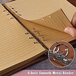 OMEYA Leather Journal Notebook, Refillable Writing Journal Diary Planner for Women Girls (Pink, A5-9.3''×6.3'')